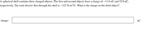 solved a spherical shell contains three charged objects the