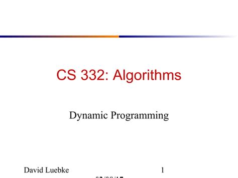 Dynamic Programming In Algorithm Analysis Ppt