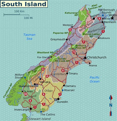 Map Of Nz South Island