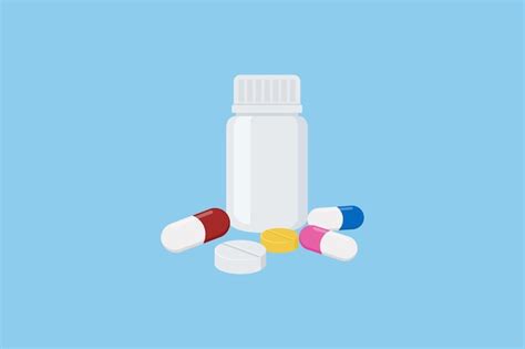 약 병 알 약 및 캡슐 벡터 일러스트 레이 션 흰색 배경에 고립 프리미엄 벡터