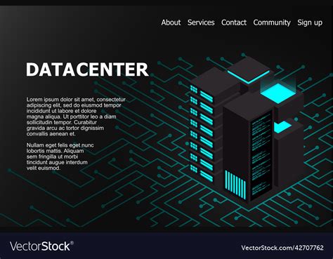 Isometric Data Center 3d Concept Big Royalty Free Vector