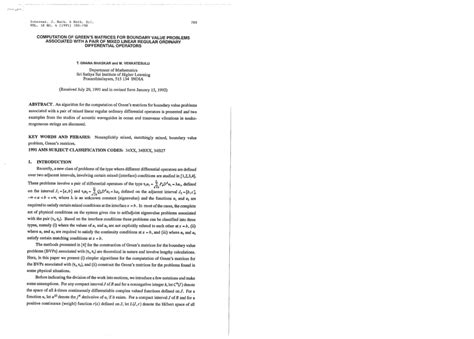 Pdf Computation Of Greens Matrices For Boundary Value Problems Associated With A Pair Of