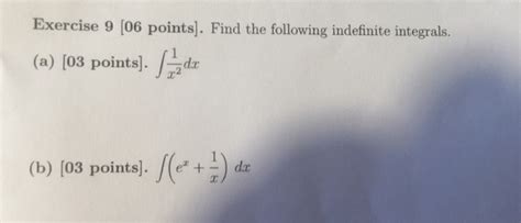 Solved Find The Following Indefinite Integrals A Integral Chegg