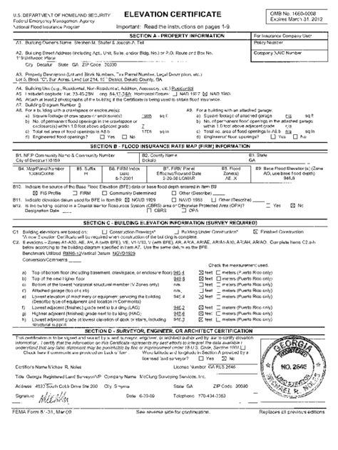 Fillable Online Fema Flood Elevation Certificate Forms And Instructions Fax Email Print