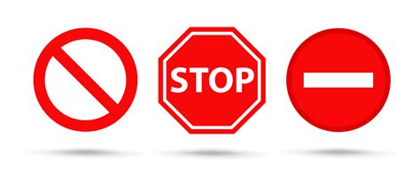 Red Sing Stop And Warning Symbol Vector Isolate On White Background