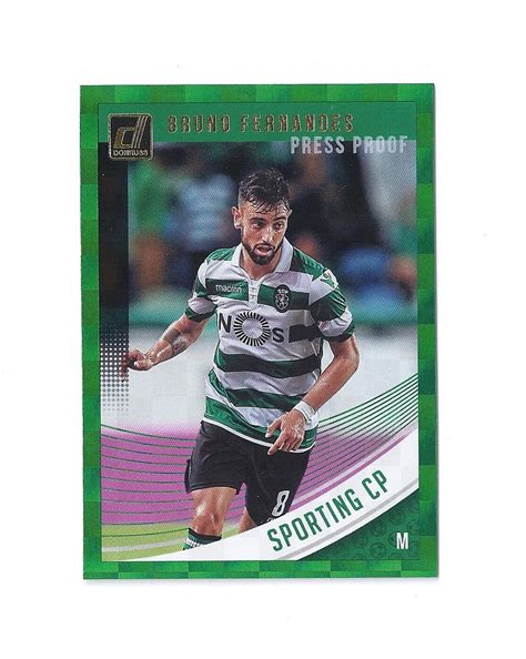 2018 19 Donruss Soccer Bruno Fernandes Green Press Proof Sp Sporting