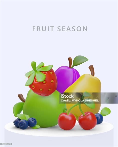 과일 시즌 천연 달콤한 채식 음식 많은 수의 여름 과일과 열매 3차원 형태에 대한 스톡 벡터 아트 및 기타 이미지 3차원 형태 개체 그룹 계절 Istock
