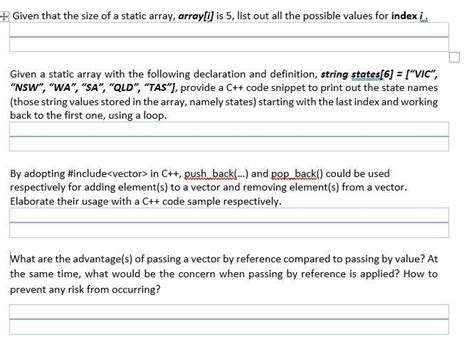 Solved Given A Static Array With The Following Declaration Chegg