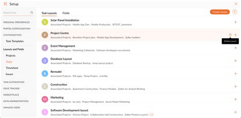 Zoho Projects How To Delete A Layout