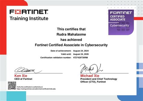 Fortinet Cybersecurity Rudra Mahalaxme Crpo Cscso Btech Cse