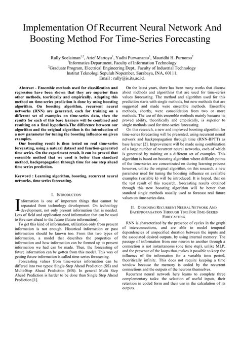 Pdf Implementation Of Recurrent Neural Network And Boosting Method