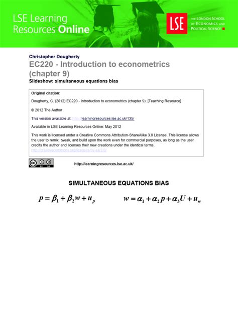 Simultaneous Equation Bias Pdf Econometrics Macroeconomics