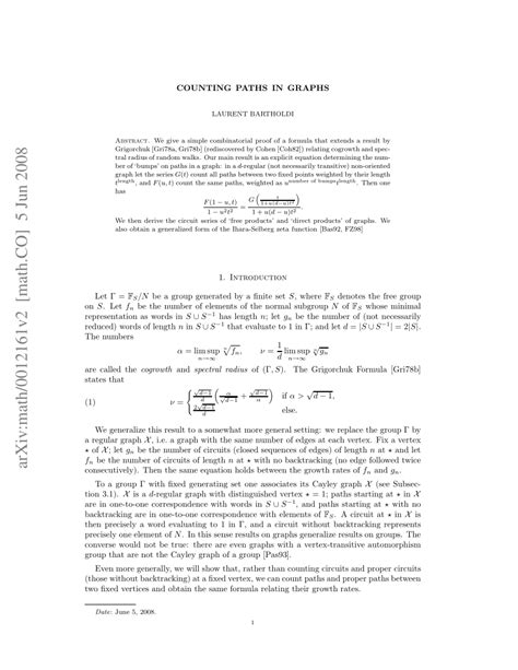 Pdf Counting Paths In Graphs
