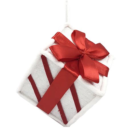 Orn Candy Cane T Box 5 Red White W Faux Faur Trim And Bow Christmas Forever