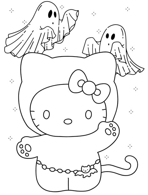 Halloween Hello Kitty And Ghosts Coloring Page Download Print Or