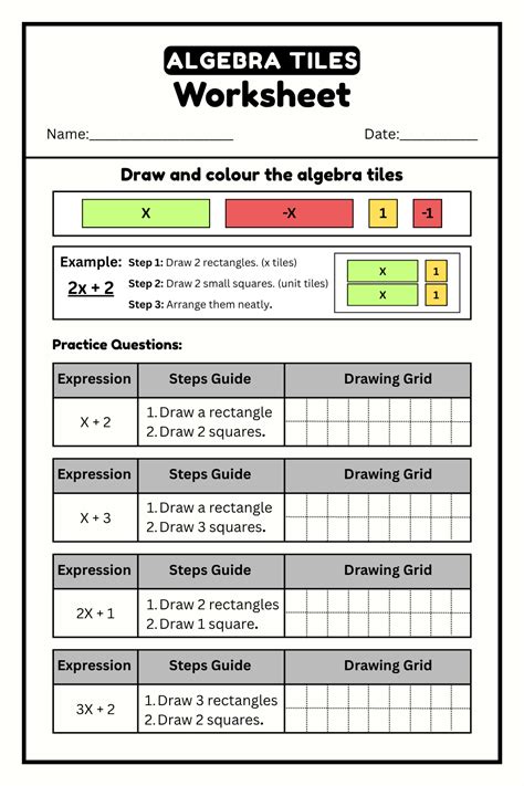 Free Printable Algebra Tiles Worksheets Pdf Number Dyslexia