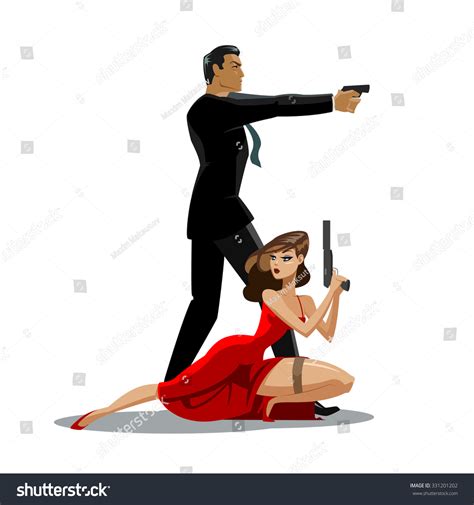 Team Secret Agents Posing On Camera Stock Vector Royalty Free 331201202 Shutterstock