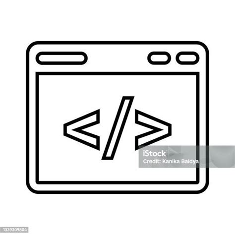 프로그래밍 코드 개요 아이콘 라인 아트 벡터 Html에 대한 스톡 벡터 아트 및 기타 이미지 Html 개발