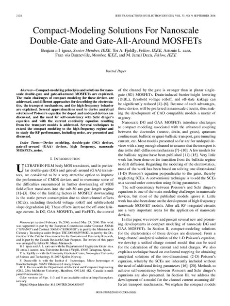 Pdf Compact Modeling Solutions For Nanoscale Double Gate And Gate All