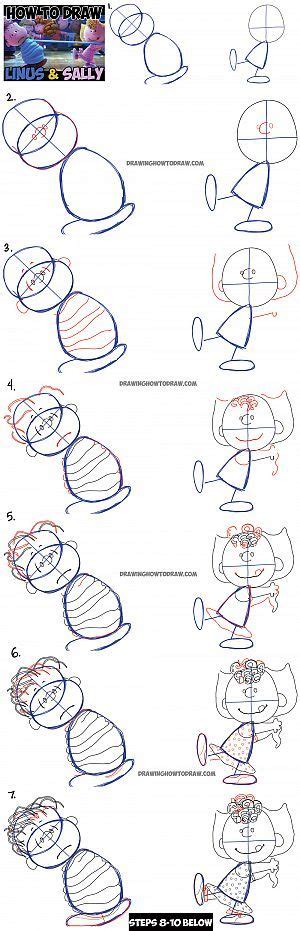 How To Draw Linus And Sally From The Peanuts Movie In Easy Steps How To Draw Step By Step