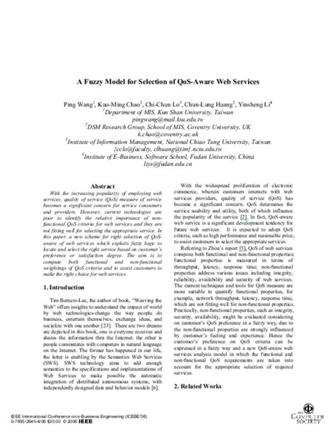 Pdf A Fuzzy Model For Selection Of Qos Aware Web Services Kuo Ming