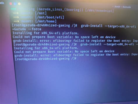 Bootloader Install Failed Issues Assistance Garuda Linux Forum