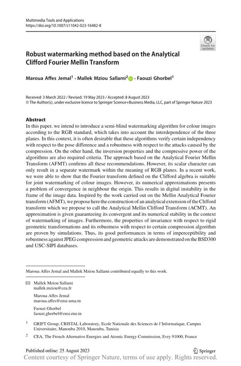 robust watermarking method based on the analytical clifford fourier