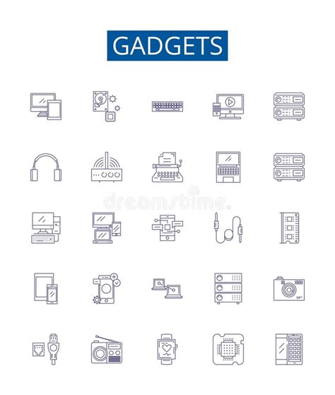 Gadgets Line Icons Signs Set Design Collection Of Devices Electronics Appliances Tools