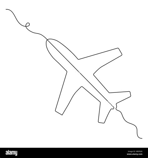 Continuous Single Line Drawing Of Flying Up Airplane Path Concept Of World Travel And
