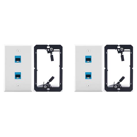 Oumery 2x Ethernet Wall Plate With Low Voltage Mounting Bracket Single Gang 2 Port Cat6 Keystone