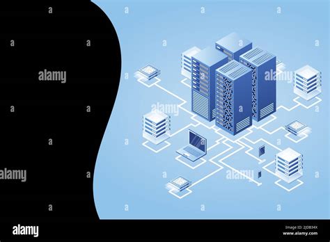 concept of data network management vector isometric map with business
