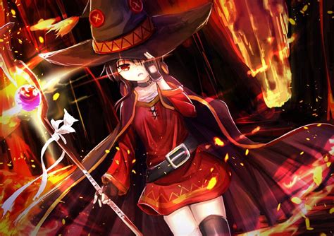 Download Megumin On A Mission Explosive Magic In Action Wallpaper