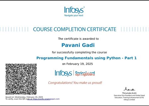 Python Programming Infosysspringboard Learning Certification Tech