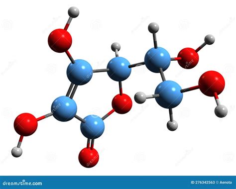 3d Image Of Ascorbic Acid Skeletal Formula Stock Illustration