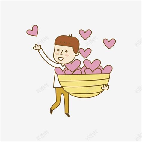 卡通撒爱心的男人图 设计图片 免费下载 页面网页 平面电商 创意素材 花瓣网