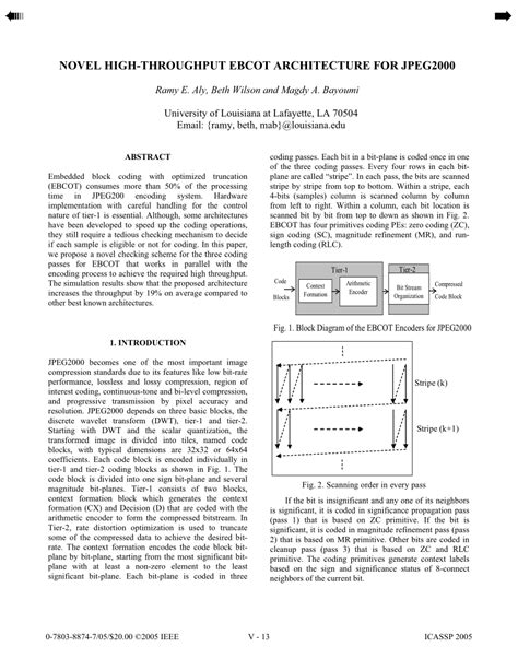 Pdf Novel High Throughput Ebcot Architecture For Jpeg2000