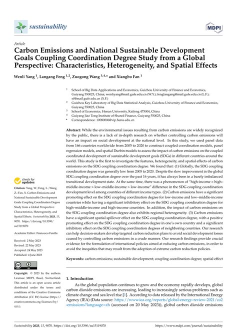 Pdf Carbon Emissions And National Sustainable Development Goals