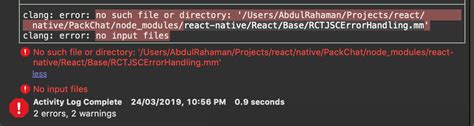 Regression No Such File Or Directory React Native React Base RCTJSCErrorHandling Mm Issue
