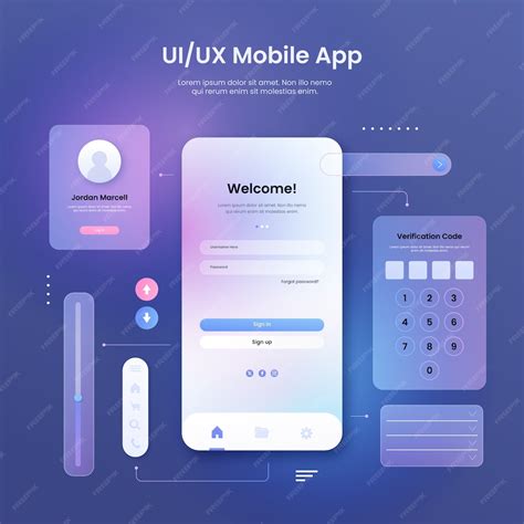 현실적인 Uiux 디자인 일러스트레이션 프리미엄 벡터