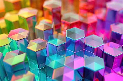 premium photo colorful hexagon background cube shape and irregular