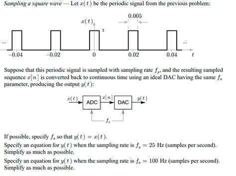 Solved Sampling A Square Wave Let 2 T Be The Periodic Chegg Com