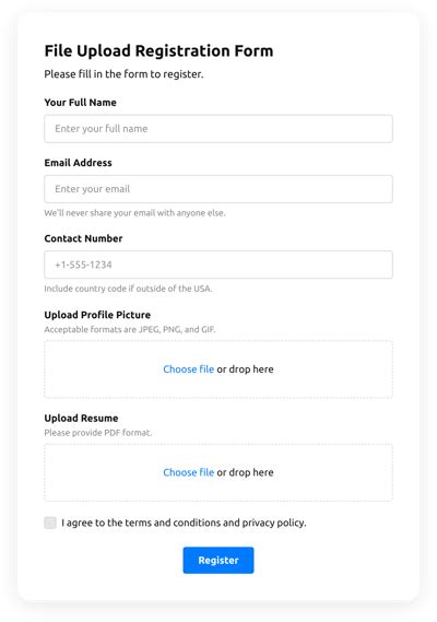 file upload form templates create online upload forms for website