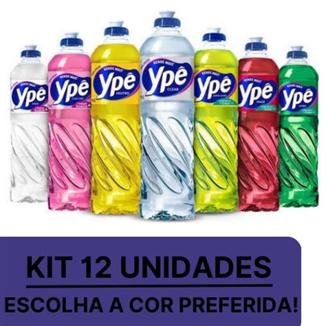 Detergente Liquido Ypê Todas As Cores Kit Com 12 Frascos De 500ml