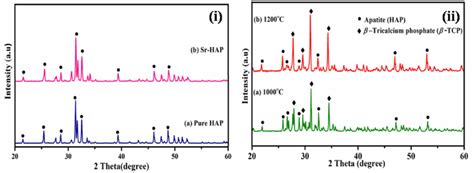 xrd patterns for i hap and sr hap powders and ii pure hap and sr hap