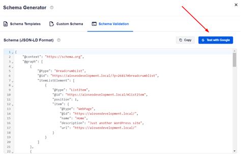 testing your schema in all in one seo aioseo