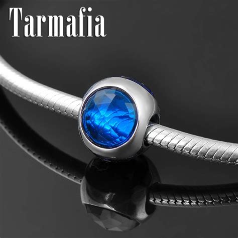 925 스털링 실버 빛나는 블루 지 르 콘 물 방울 괜 찮 아 요 구슬 맞는 원래 유럽 매력 팔찌 여성을위한 보석 만들기구슬 Aliexpress