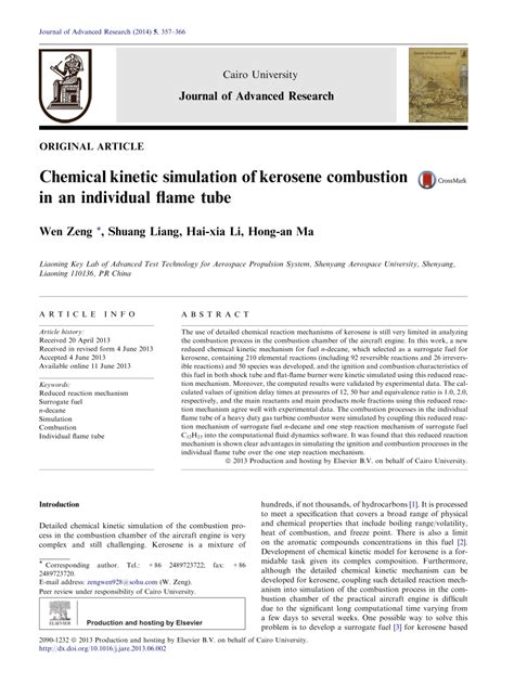 pdf chemical kinetic simulation of kerosene combustion in an