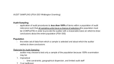 Audit Sampling Notes Psa 530 Whittington Gramling Studocu