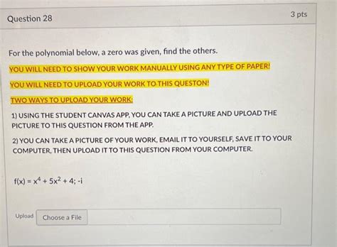 Solved For The Polynomial Below A Zero Was Given Find The Chegg