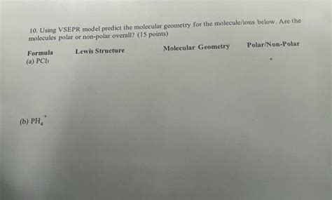 Solved Using VSEPR Model Predict The Molecular Geometry Chegg